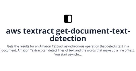 Aws Textract Get Document Text Detection Fig