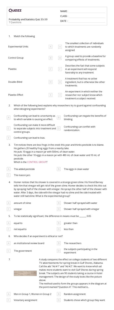 50 Probability And Statistics Worksheets On Quizizz Free And Printable