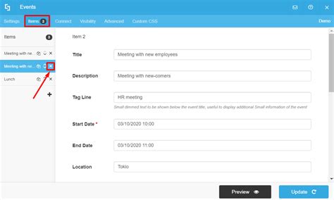 adding duplicating moving and deleting events shortpoint support
