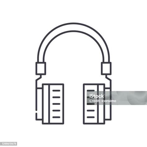 헤드폰 개념 아이콘 선형 절연 일러스트레이션 얇은 선 벡터 웹 디자인 사인 흰색 배경에 편집 가능한 스트로크가 있는 개요 개념 기호 Dj에 대한 스톡 벡터 아트 및 기타