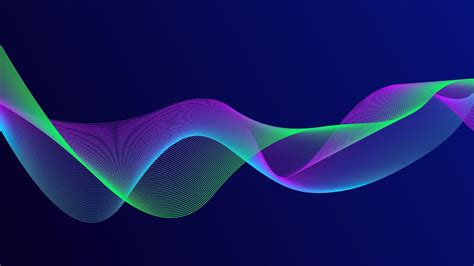 Abstract Glowing Wave Lines On Dark Blue Background Dynamic Wave Pattern Modern Flowing Wavy
