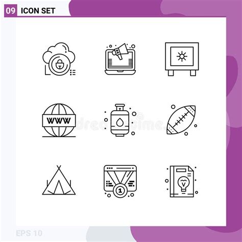 Set Of 9 Modern Ui Icons Symbols Signs For Web Search Online Marketing Media Logistic Stock
