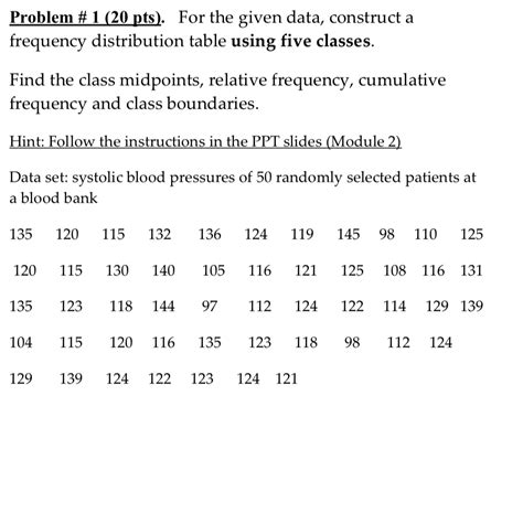 Solved Problem 1 20 Pts For The Given Data Construct