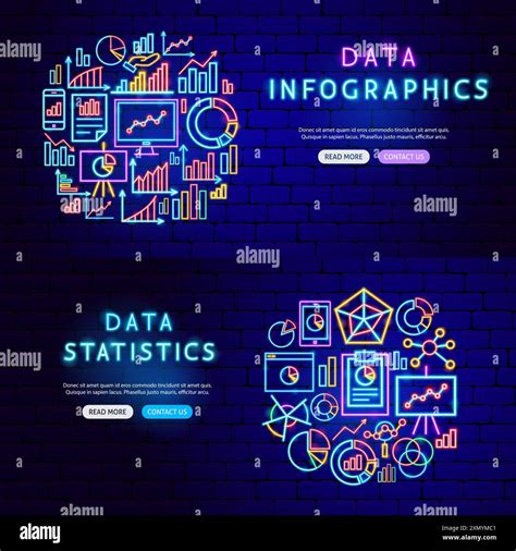 Data Infographics Neon Banners Stock Vector Image And Art Alamy