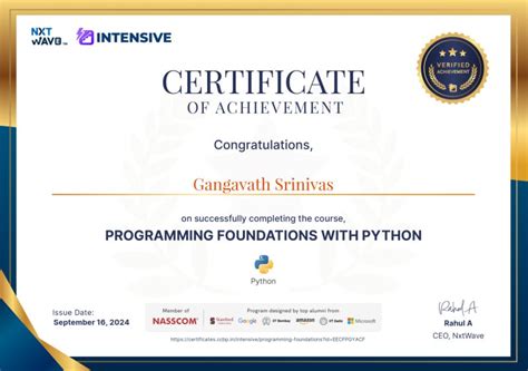 Srinivas Gangavath On Linkedin Python Certification Programming