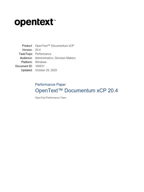 Performance Paper Opentext Documentum Xcp 204 Pdf Business