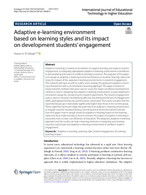 pdf adaptive e learning environment based on learning styles and its