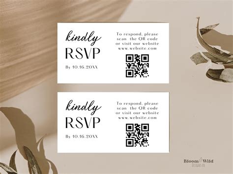 QR Code Response Card QR Code Business Card Rsvp Minimalist Wedding Reply Card Modern