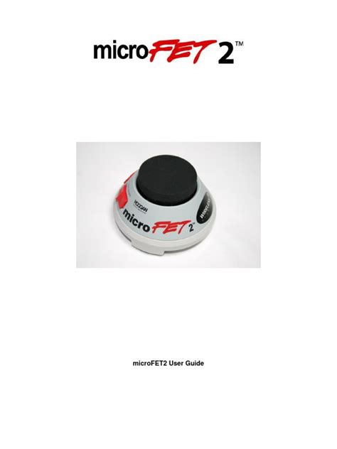 Hoggan Microfet 2 Hand Held Dynamometer User Manual Pdf