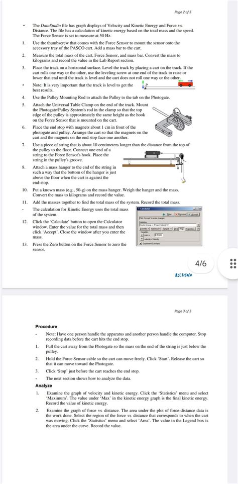 Solved Lab Report Work Energy Theorem Compare W To Δe