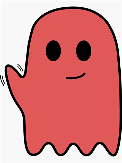 Cute Red Ghost Waving Hi Sticker For Sale By Emwing14 Redbubble
