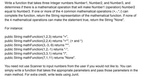 Solved Write A Function That Takes Three Integer Numbers Chegg