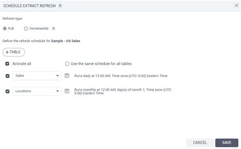 Schedule Full Refresh For An Extract Dataclarity
