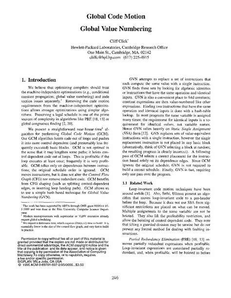 Pdf Global Code Motion Global Value Numbering · Constant Propagation Global Value Numbering