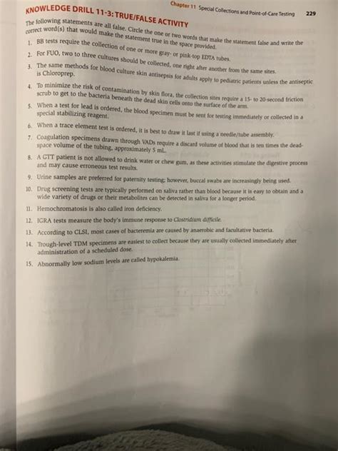 Solved Knowledge Drill 11 3 Truefalse Activity The