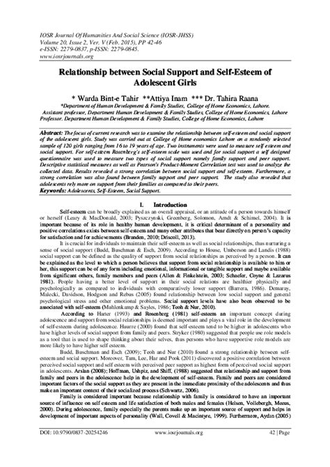Pdf Relationship Between Social Support And Self Esteem Of Adolescent