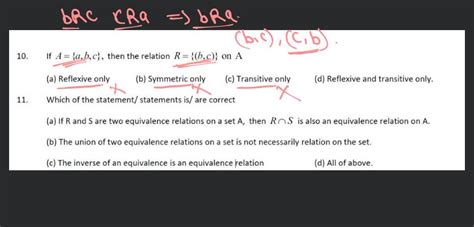 if a {a b c} then the relation r { b c } on a is