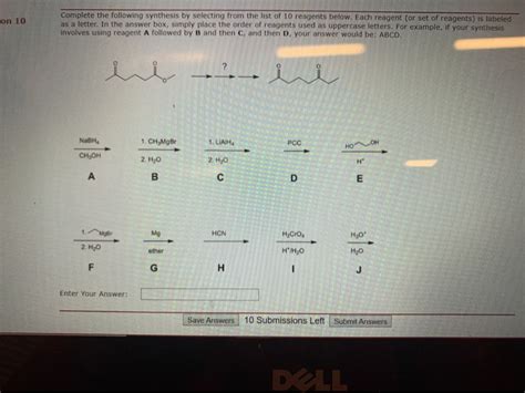 Solved on 10 Complete the following synthesis by selecting | Chegg.com