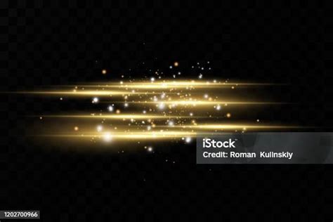 세련 된 황금 빛 효과 빛의 추상 레이저 빔 빛의 혼란 네온 광선 황금 빛 투명 한 어두운 배경에 격리 벡터 그림입니다 Eps 10 스파크에 대한 스톡 벡터 아트 및 기타