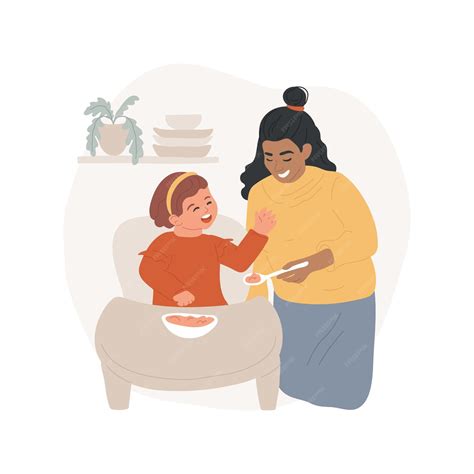 Alimentando O Bebê Com Uma Colher Isolada Ilustração Vetorial Dos