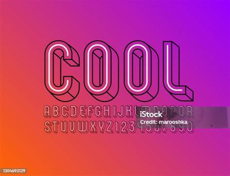 윤곽선에서 3d 글꼴 트렌디 한 현대 알파벳 문자와 숫자 벡터 일러스트 10eps 1990 1999 년에 대한 스톡 벡터 아트 및 기타 이미지 1990 1999 년 3