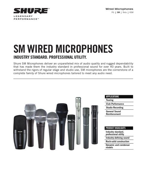 All Shure Mics Data Sheets Pdf Microphone Decibel