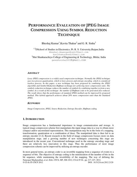 pdf performance evaluation of jpeg image compression using symbol