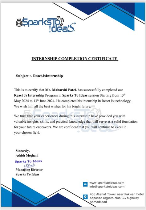 Patel Maharshi On Linkedin Internship Reactjs Webdevelopment