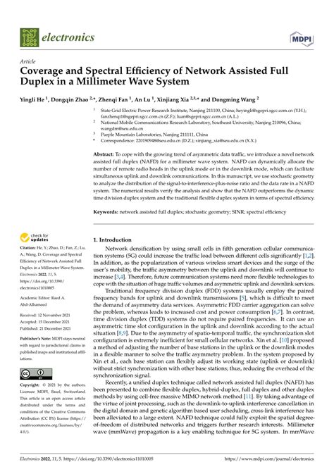 Pdf Coverage And Spectral Efficiency Of Network Assisted Full Duplex In A Millimeter Wave System