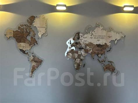 Карта мира на стену из дерева с подсветкой Подарок мужчине новый в наличии Цена 31 000