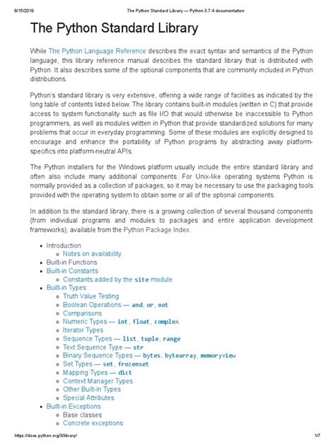 the python standard library python 3 7 4 documentation pdf python