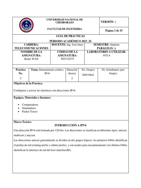 Laboratorio 2 Pdf Enrutador Computación Yo Pv6