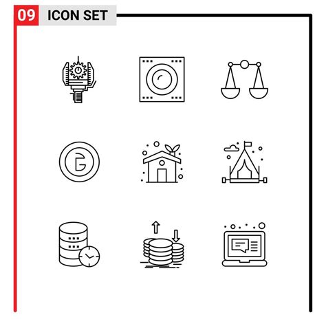 9 User Interface Outline Pack Of Modern Signs And Symbols Of Eco Home Finance Technology