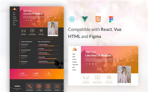 portolux react vue html and figma portfolio online cv template