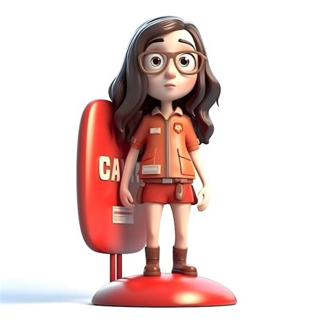 Premium Ai Image 3d Render Of A Cartoon Girl With A Lifeguard Cap And