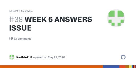 WEEK ANSWERS ISSUE Issue Salimt Courses GitHub