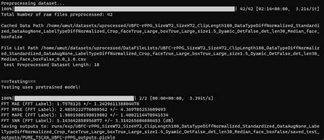 Issue When Trying To Get Baseline Results With Pre Trained Models Testing On UBFC RPPG Dataset