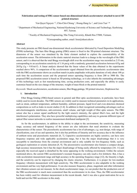 Pdf Fabrication And Testing Of Fbg Sensor Based One Dimensional Shock Accelerometer Attached