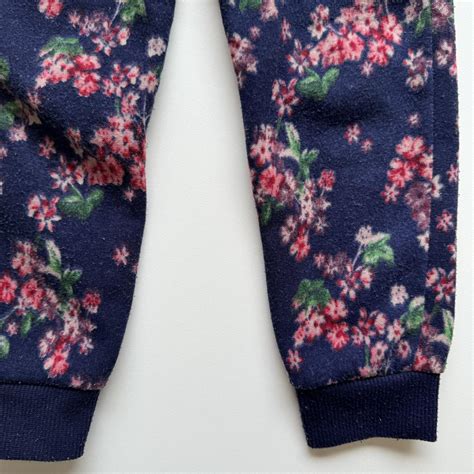 Navy And Pink Floral Track Pants Little Lenders