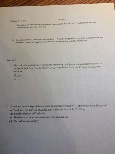 Solved Consider P Type Si For Which The Dopant Concentration