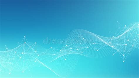 Digits Abstract Background With Connected Line And Dots Wave Flow Digital Neural Networks