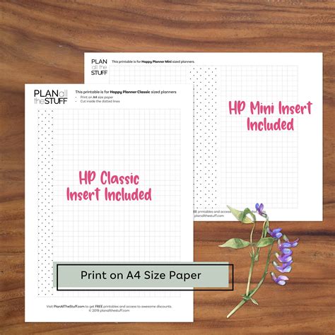 Grid Paper Printable Grid Paper Inserts Grid Planner The Etsy