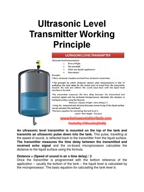 Ultrasonic Level Transmitter Working Principle Pdf Radar Pressure Measurement