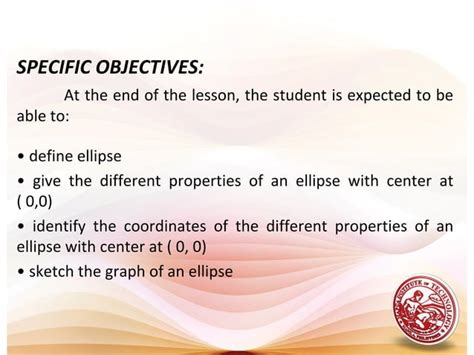 Lesson 9 Conic Sections Ellipse Ppt Physics Science
