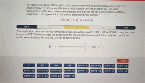 solved at high temperature so2 and o2 react according to