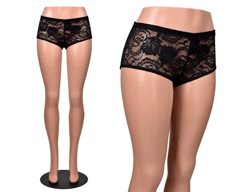 Black Stretch Lace Booty Shorts Xs S M L Xl 2xl 3xl Plus Size Sheer