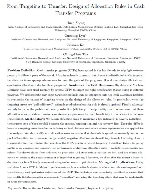 From Targeting To Transfer Design Of Allocation Rules In Cash Transfer