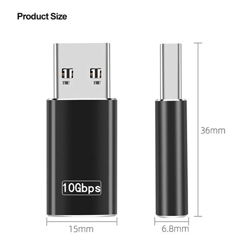 Usb A To Usb C 10gbps Adapter Usb 3 2 Gen2 Superspeed Converter Male To Female Black 1pc