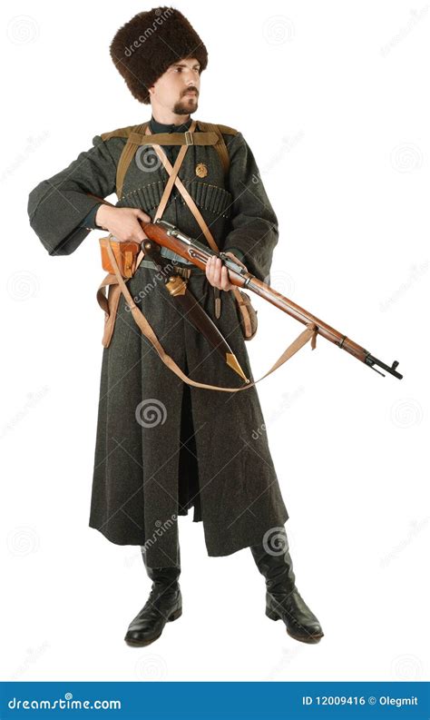 Cossack With Rifle In Squatting Position Stock Image Cartoondealer