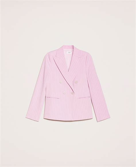 Double Breasted Pin Stripe Blazer Woman Pink Twinset Milano